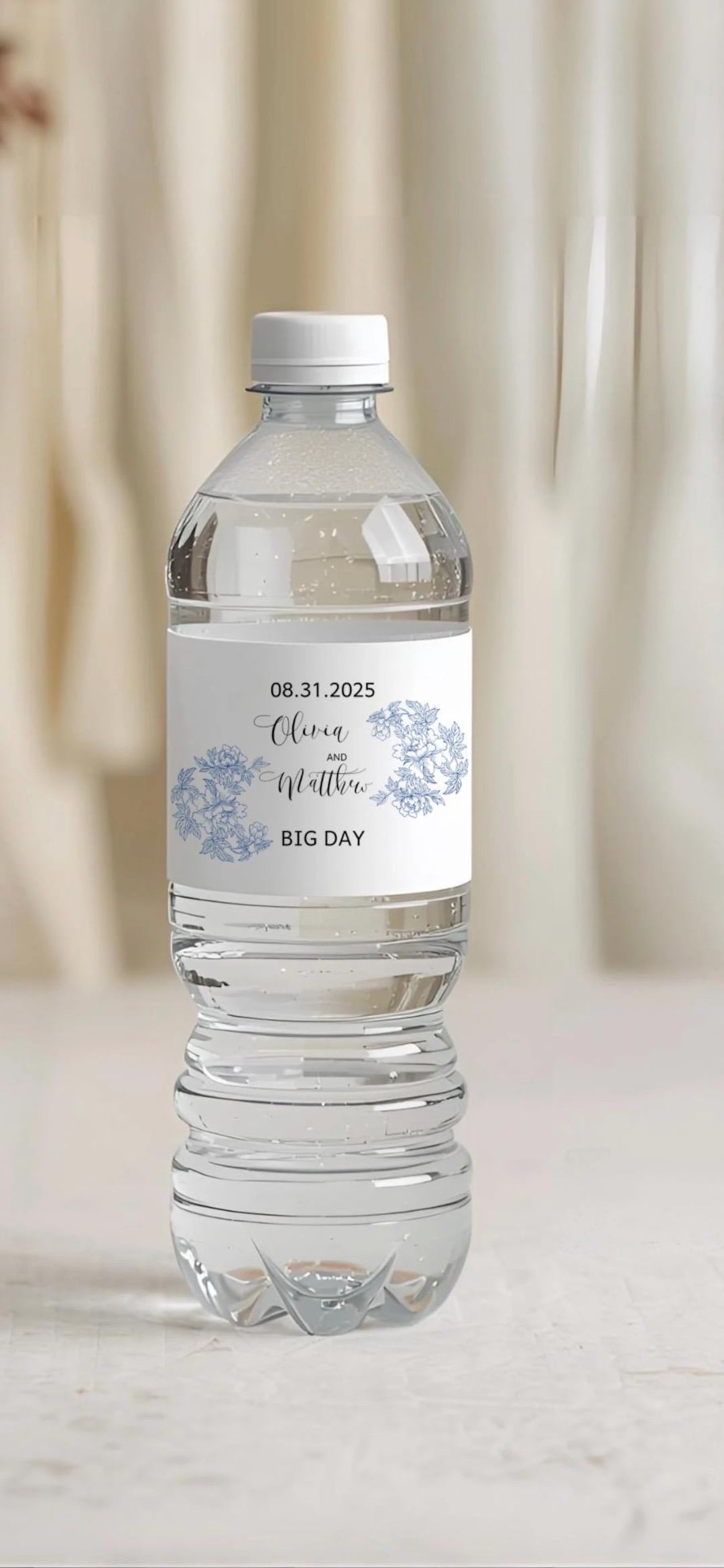 Custom Wedding Water Bottle Labels | Floral Design (digital Download ...