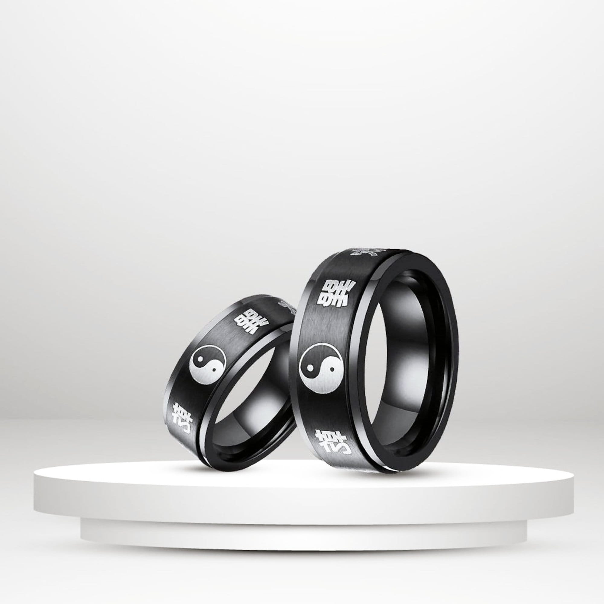 Black Brushed Yin and Yang Taiji Ring Unique Stainless Steel - Etsy