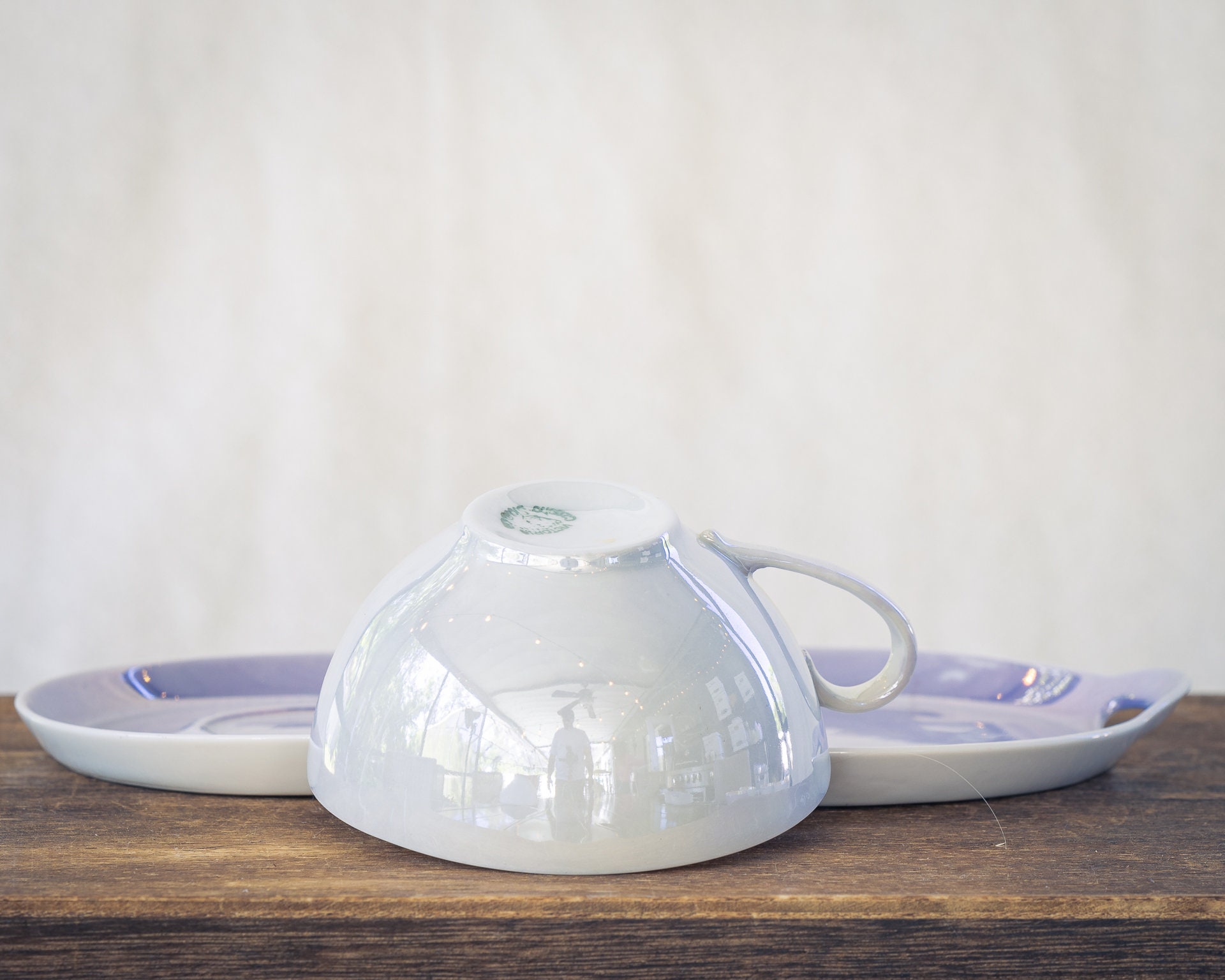 Vintage Pearlescent Tea Set Victoria, Czecho Slovakia, Cups and Snack ...