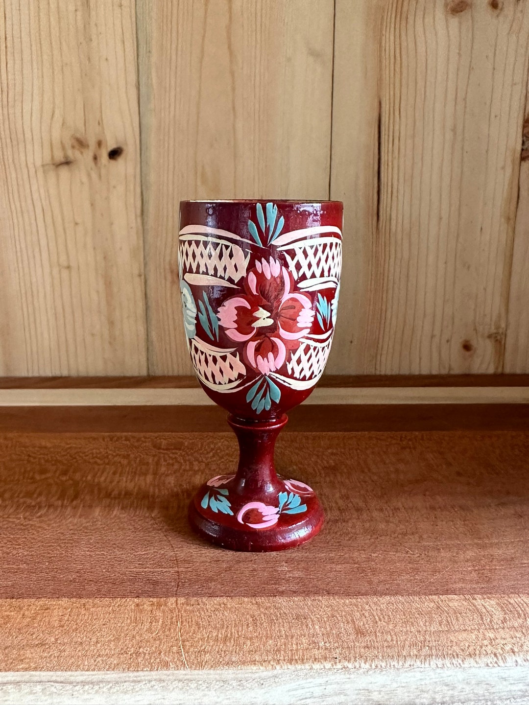 Ukrainian Wood Painted Decorative Goblet Handmade 3.5" Tall - Etsy