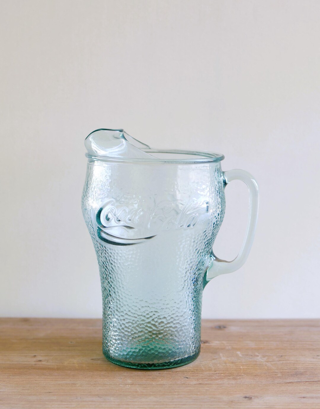 Vintage Coca Cola Green Glass Pitcher / Coke Thick Glass Heavy Pitcher ...
