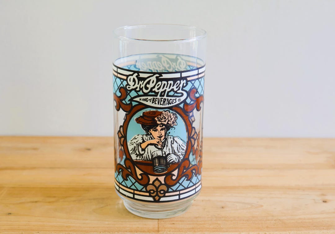 Dr. Pepper Drinking Glass Vintage, 1970's King of Beverages, Stained ...