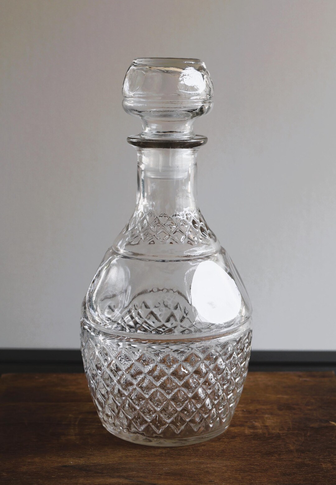 Princess House Glass Decanter Vintage / Diamond Pattern Pressed Glass ...