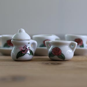 Miniature Porcelain Tea Set 8 Pieces Vintage Dollhouse Tea Serving Set ...