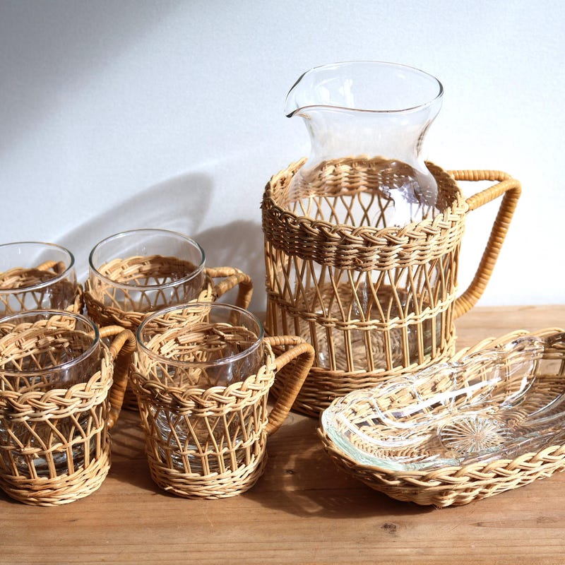 Wicker Pitcher - Etsy