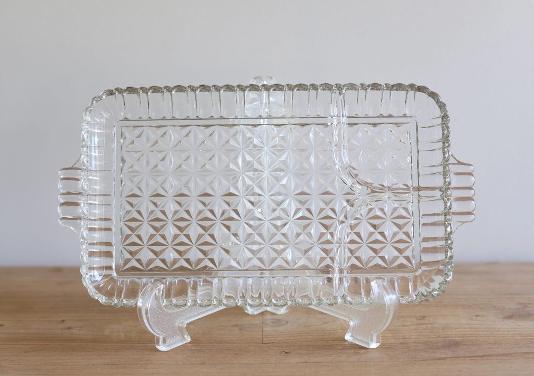Vintage Glass Wexford Pattern Rectangular Divided Snack or Relish Tray ...