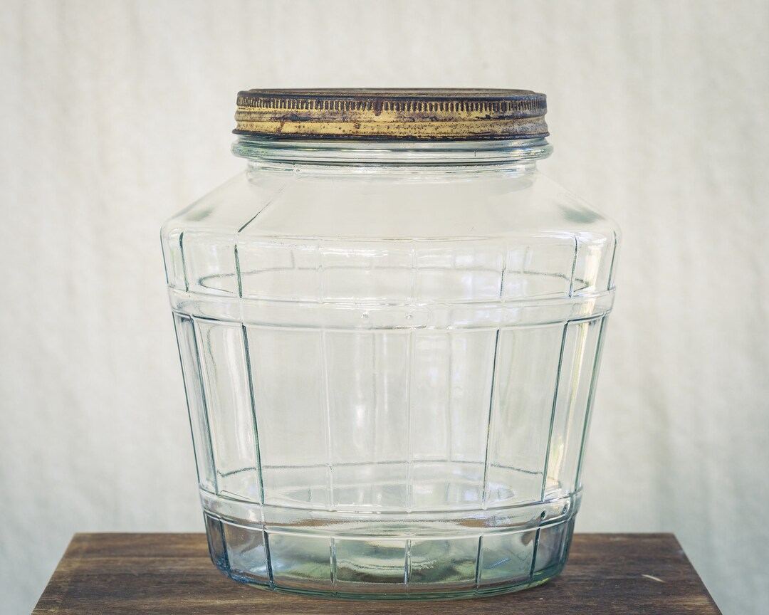Rare Hoosier Pickle Glass Counter Jar Embossed Bucket Design W/lid NO ...