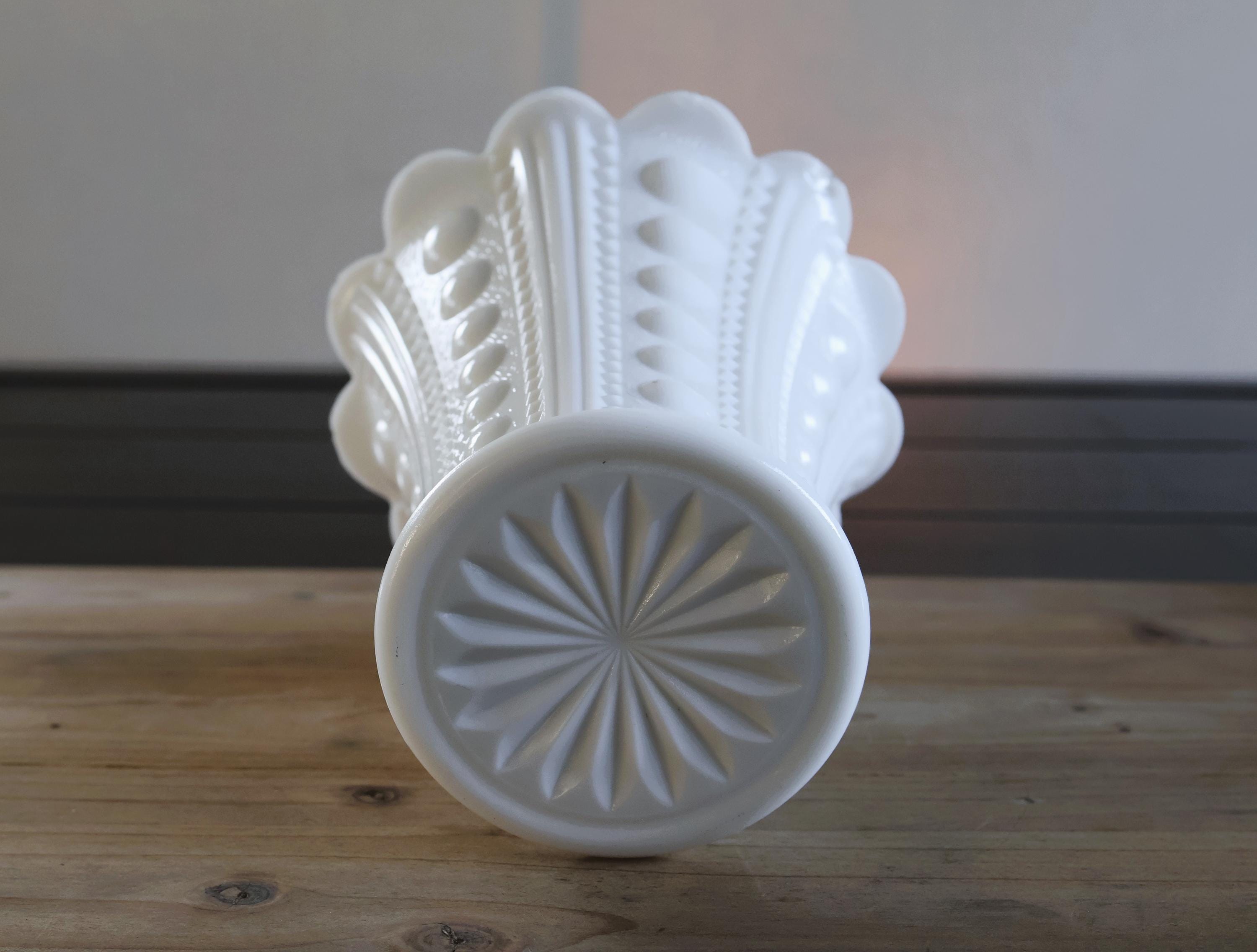 Milk Glass Mckee Vase Zipper & Jewel Button Design 7 CHIPPED - Etsy