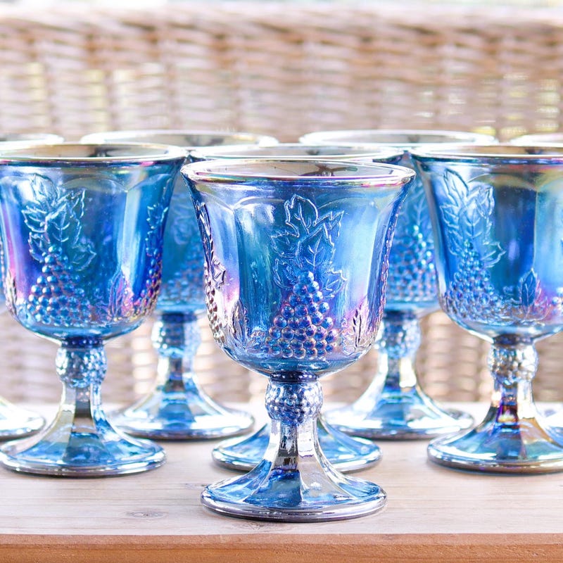Carnival Glass Blue Indiana - Etsy