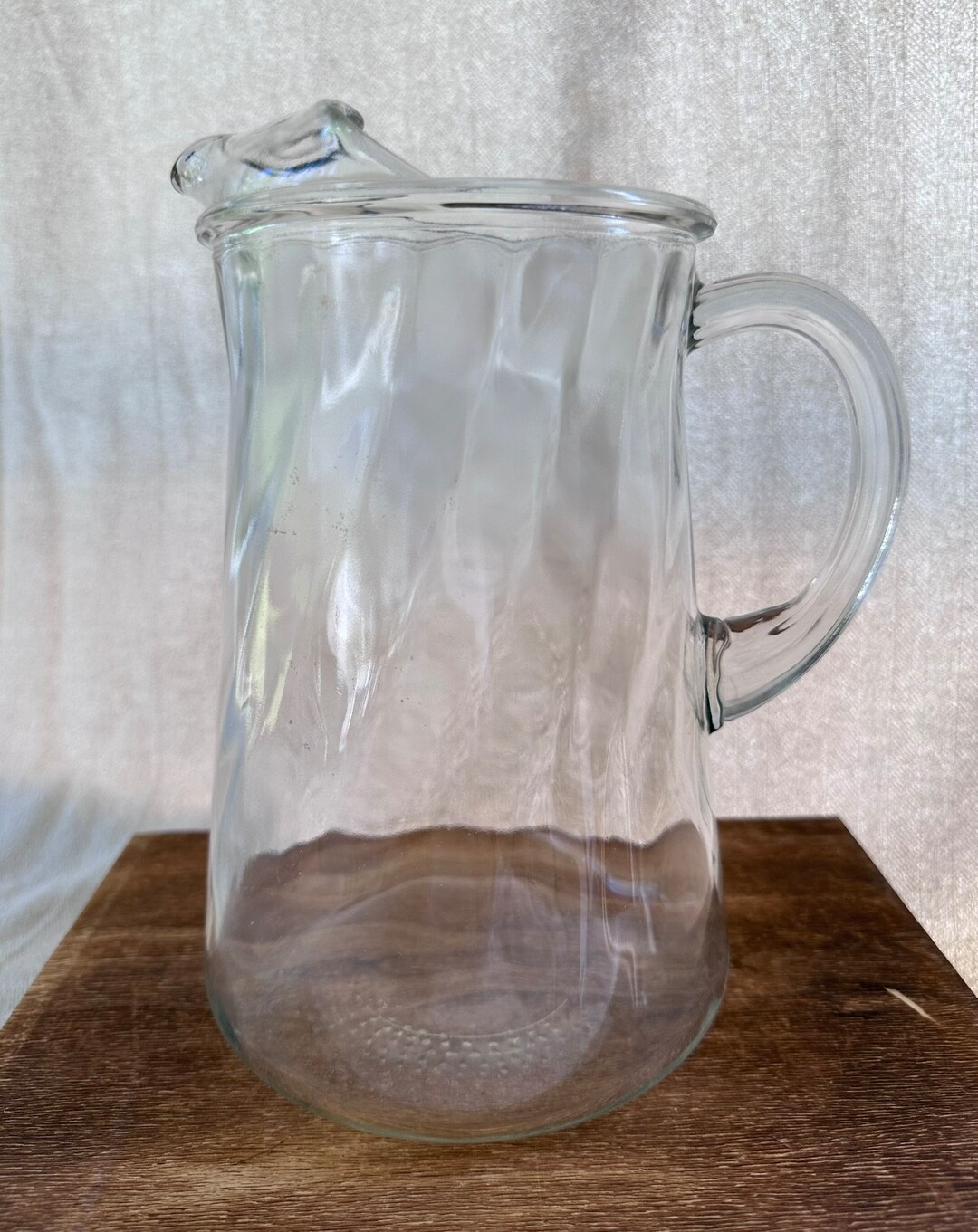 Indiana Glass Optic Swirl Glass Pitcher, Vintage Indiana Glass Pitcher ...