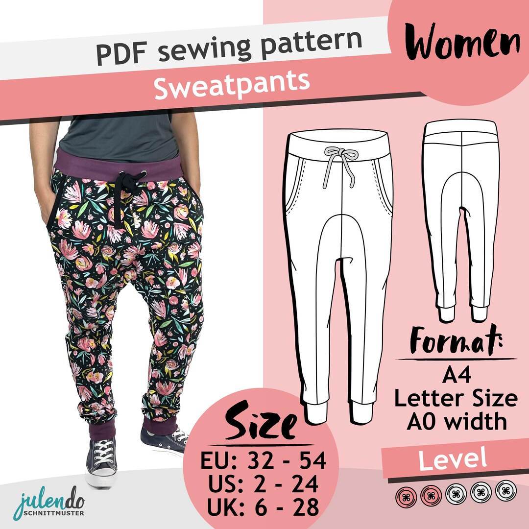 Women Sarouel Joggers PDF Sewing Pattern, Jogger Pattern, Sweatpants ...