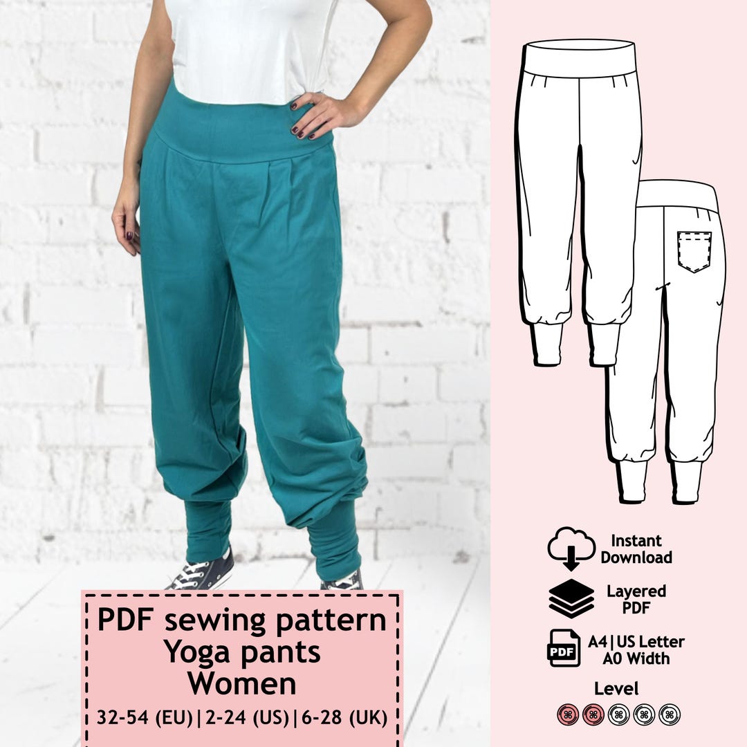 Women Yoga Pants PDF Sewing Pattern, Joggers Pattern, Yogapants Pattern ...