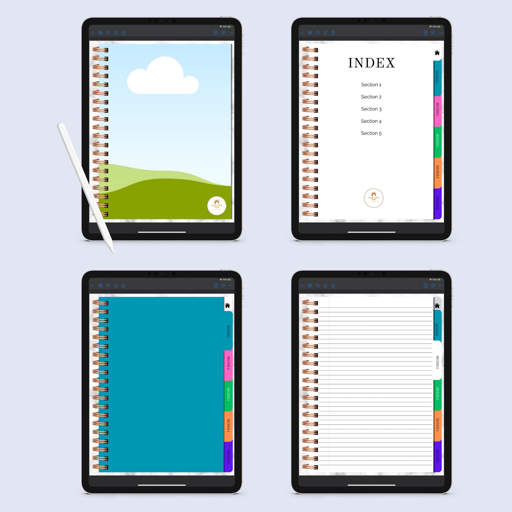 Digital 5 Subject Hyperlinked Notebook Canva Template, Digital Journal ...