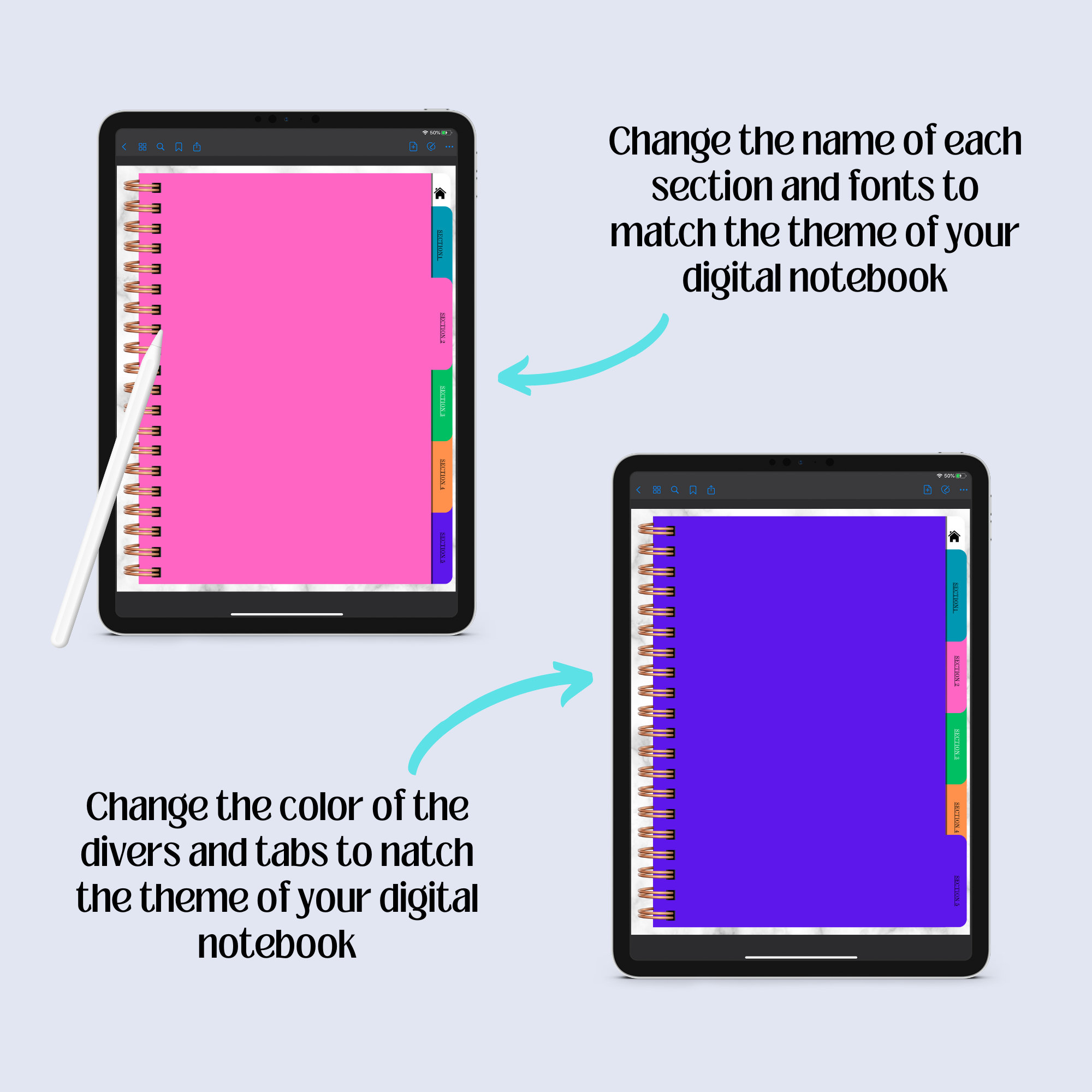 Digital 5 Subject Hyperlinked Notebook Canva Template, Digital Journal ...