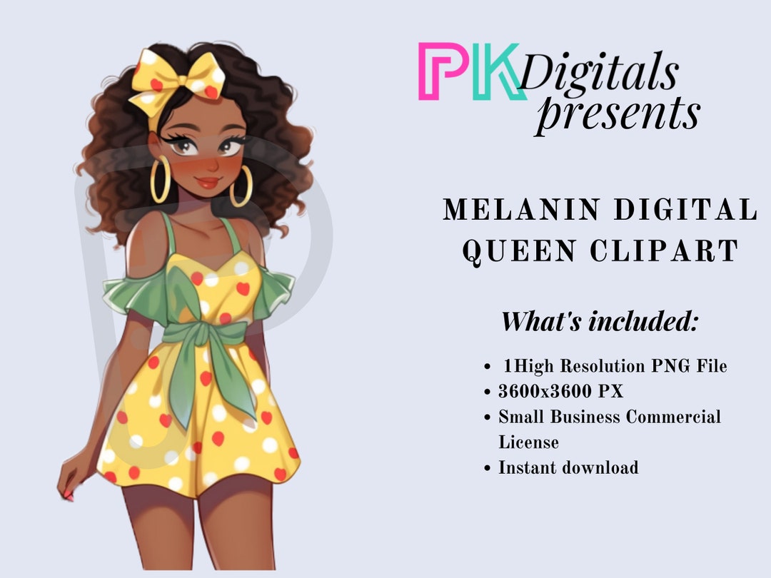 Melanin Digital Queen Clipart Beautiful African American Women Images ...
