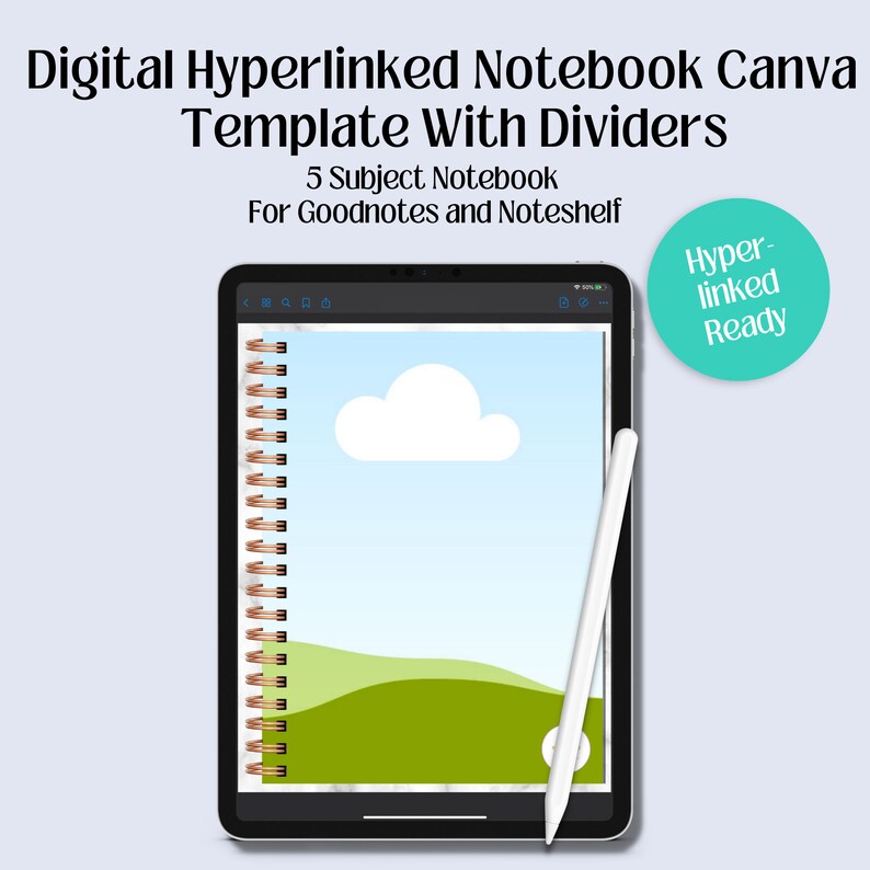 Digital 5 Subject Hyperlinked Notebook Canva Template, Digital Journal ...