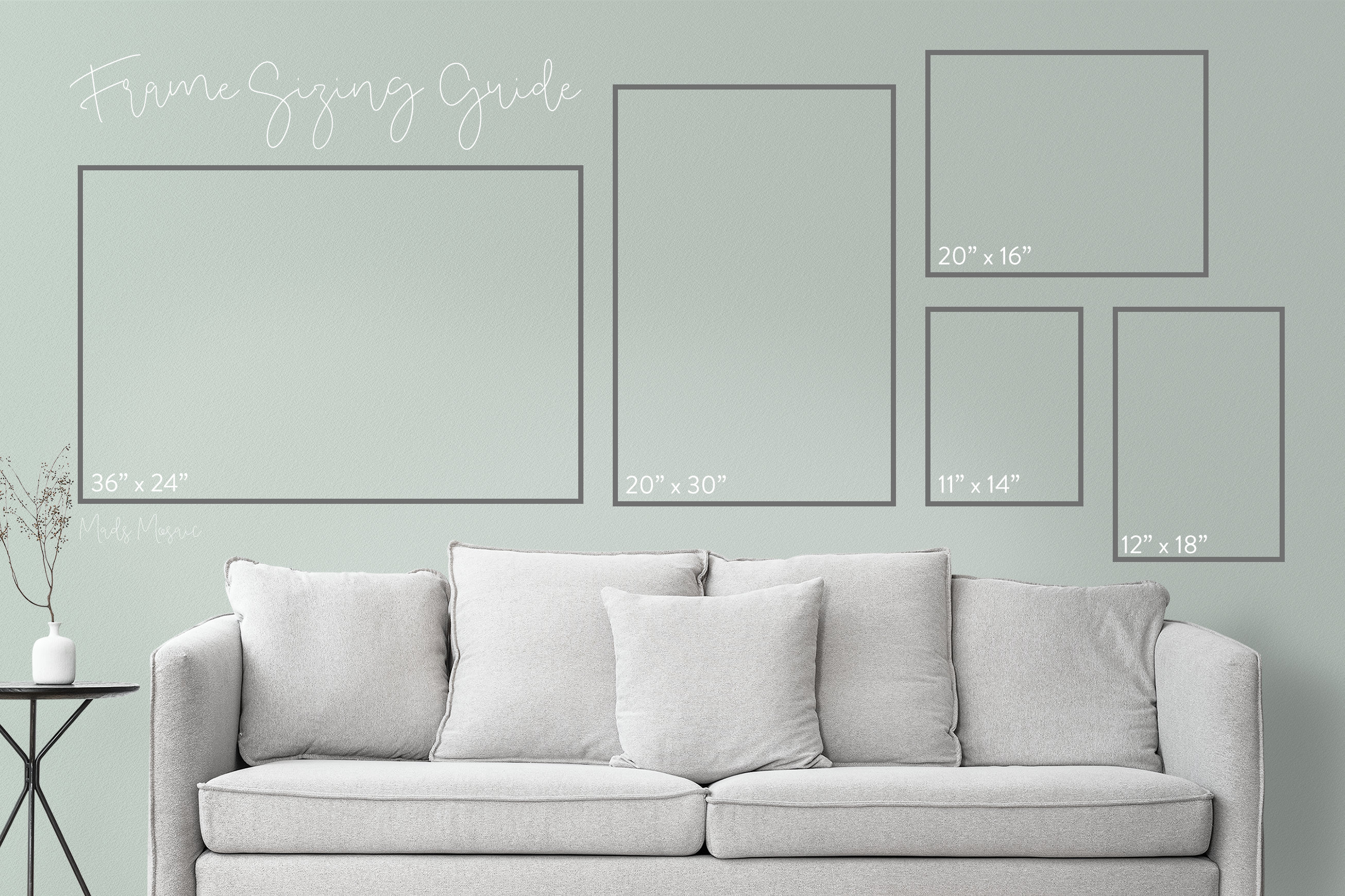 Frame Sizing Guide | Wall Art Print Size Guide - Etsy