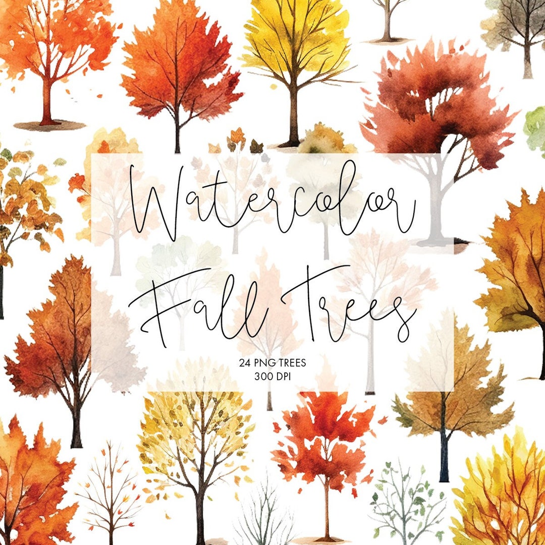 Watercolor Fall Trees PNG Digital Set for Architects, Designers, and ...