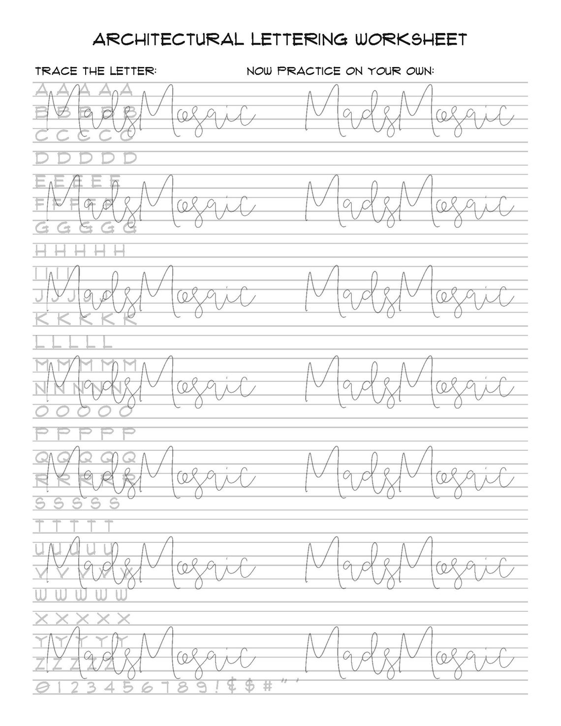Architectural Lettering Workbook, Technical Handwriting Practice (PDF ...