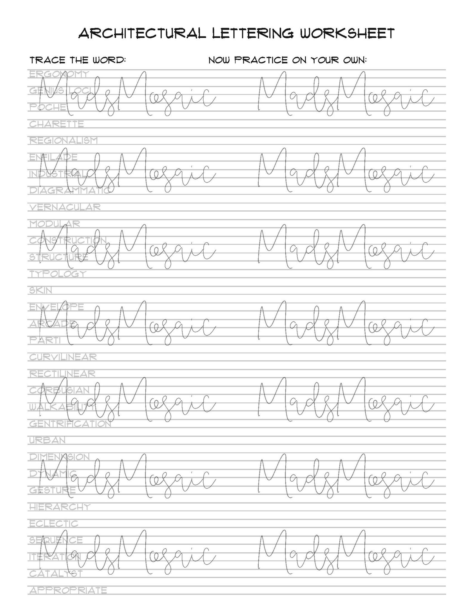 Architectural Handwriting Workbook for Students, Architects, & More ...