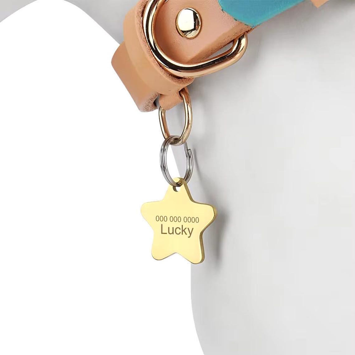 Personalized Star Pet ID Tag | Custom Engraved Collar Charm - Etsy