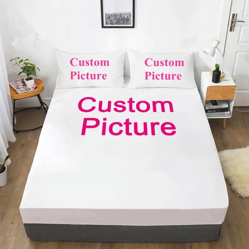 Personalized Photo Bed Sheet Set | Custom Design Fitted Sheet - Etsy