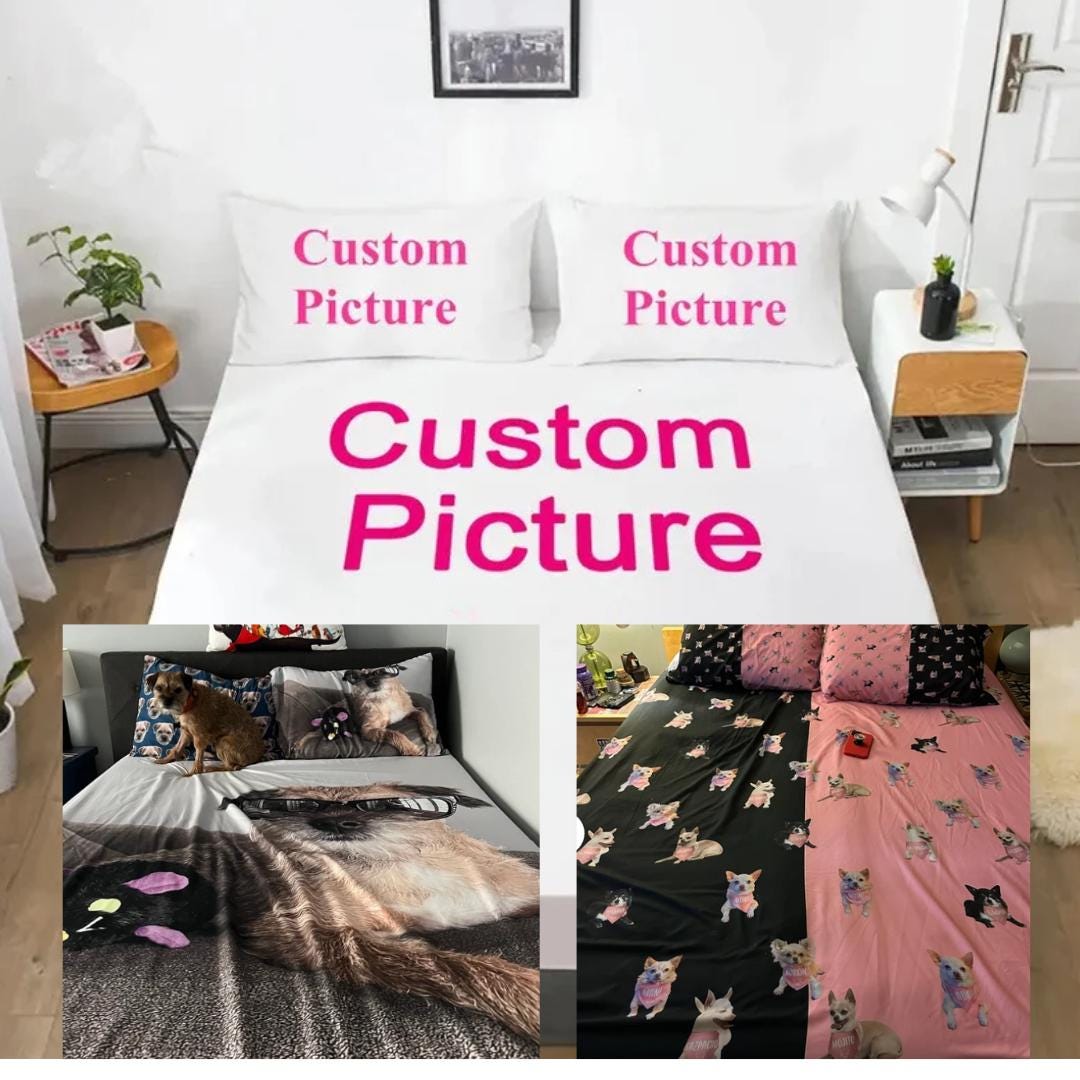 Personalized Photo Bed Sheet Set | Custom Design Fitted Sheet - Etsy