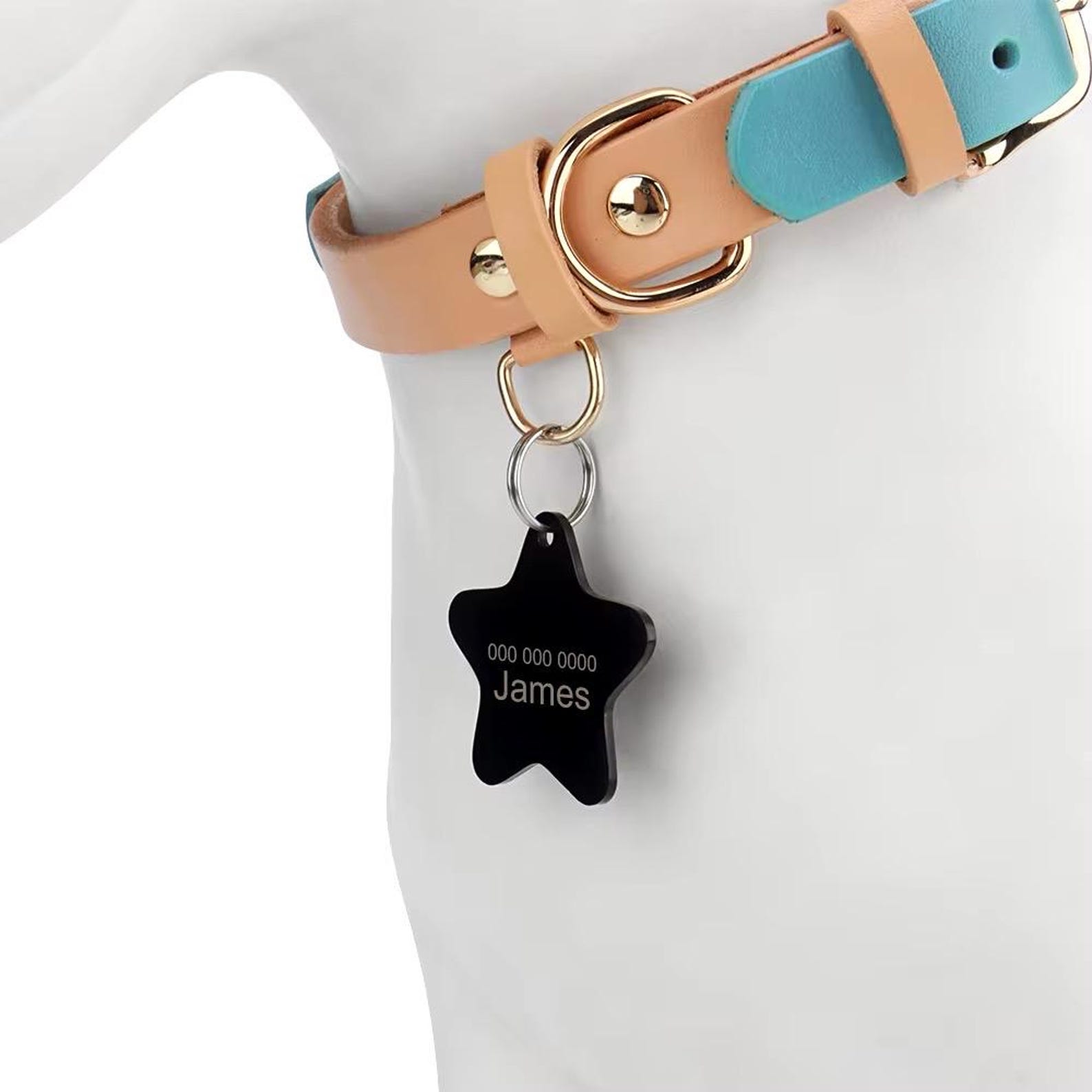 Personalized Star Pet ID Tag | Custom Engraved Collar Charm - Etsy