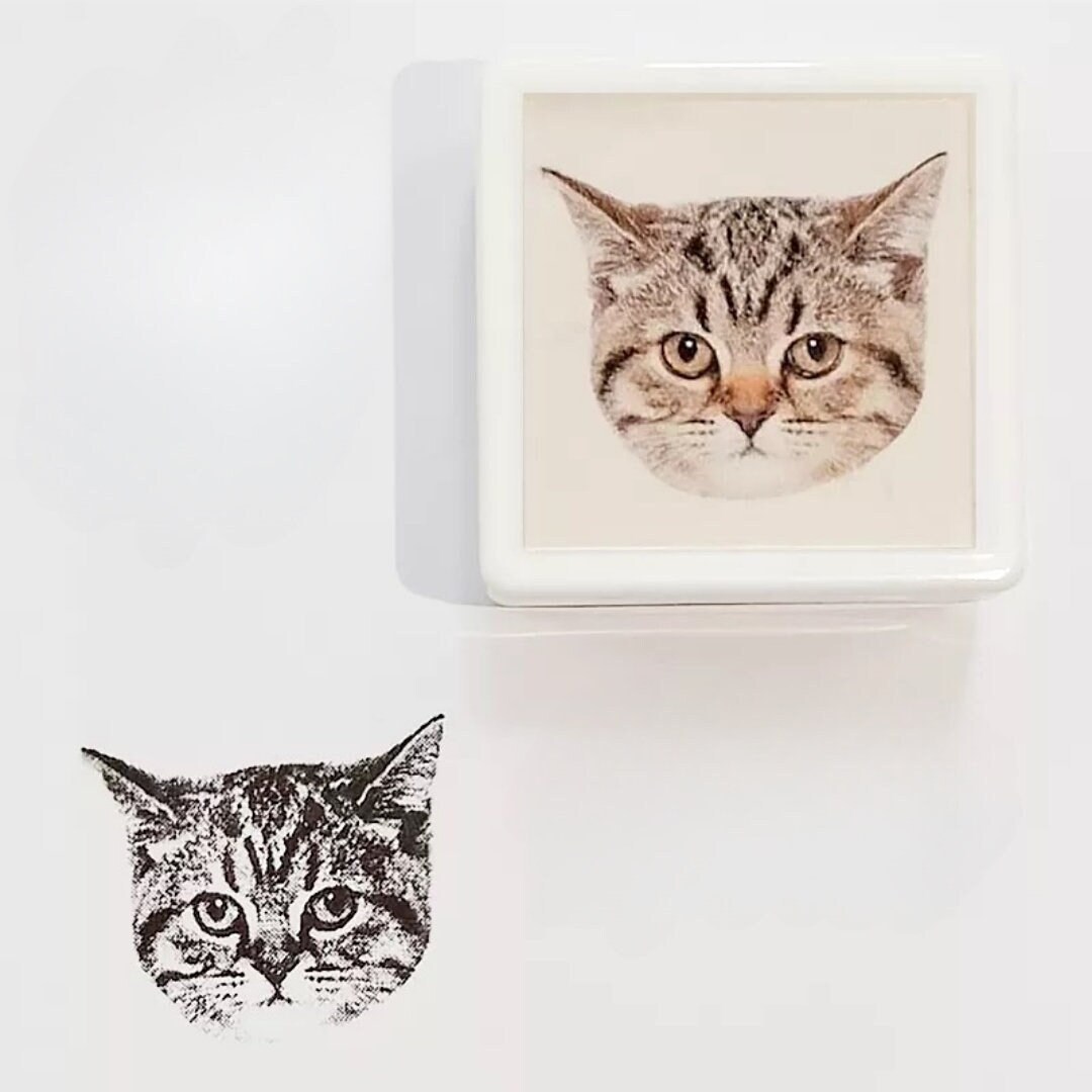 Custom Pet Portrait Stamp With Ink & Giftbox | Personalized Dog Cat ...