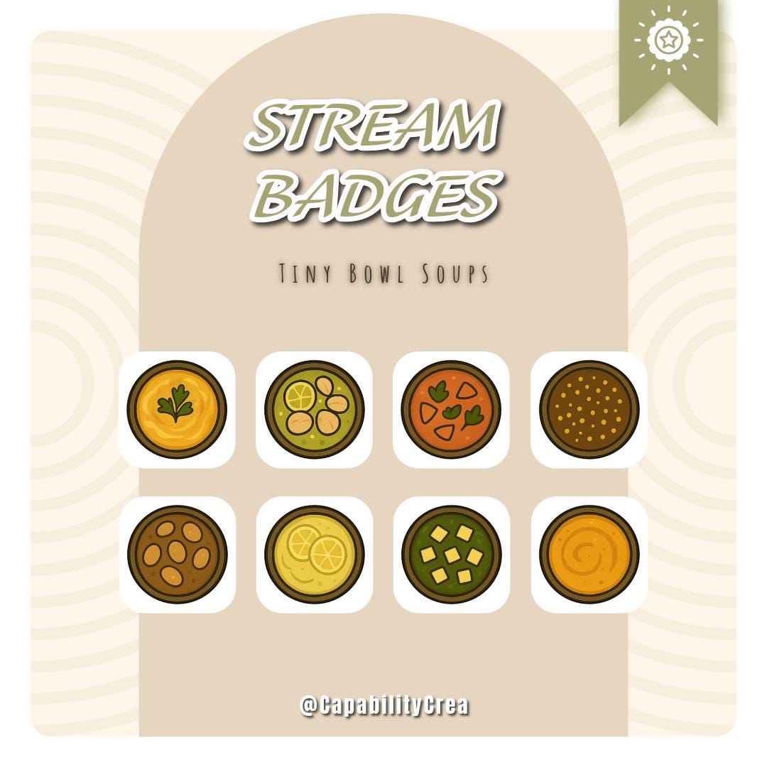 Tiny Bowl Soups Emotes & Twitch Badges – Cozy Soup Emote Pack – Kawaii ...