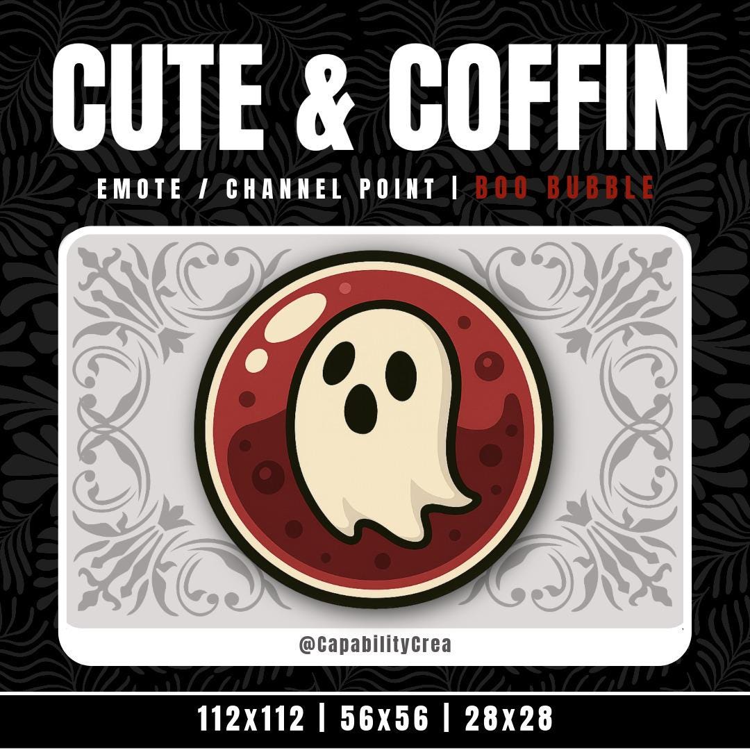 Boo Bubble Twitch Emote – Gothic Ghost Icon in Red Slime | Cute ...