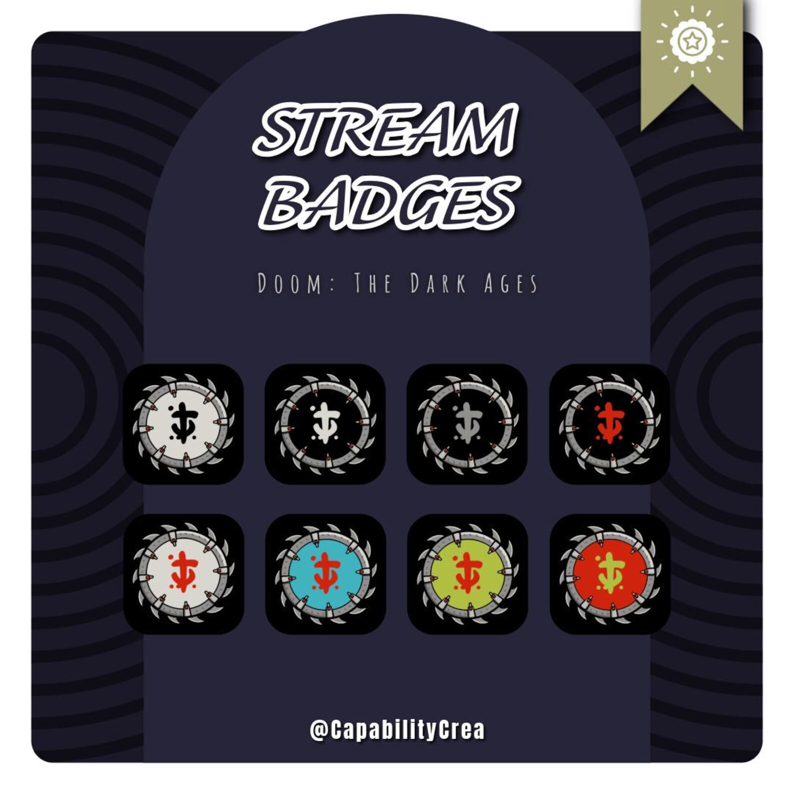 Twitch Badges Doom the Dark Ages | 8 Levels of Sub Shields | Custom ...