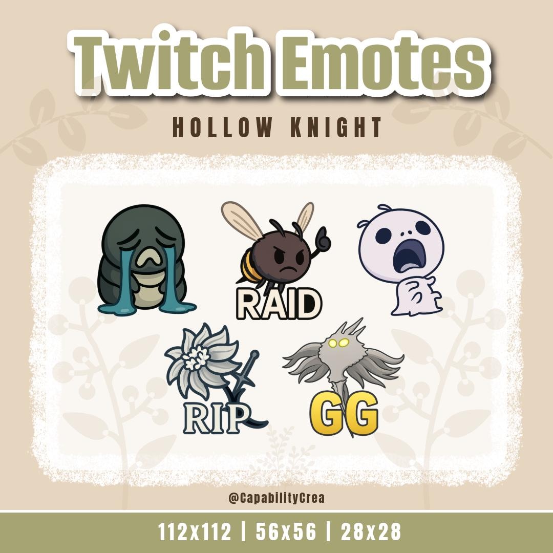 Twitch Emotes Hollow Knight | Zote Bee Gray Mourner RIP Pack | Sub Bit ...