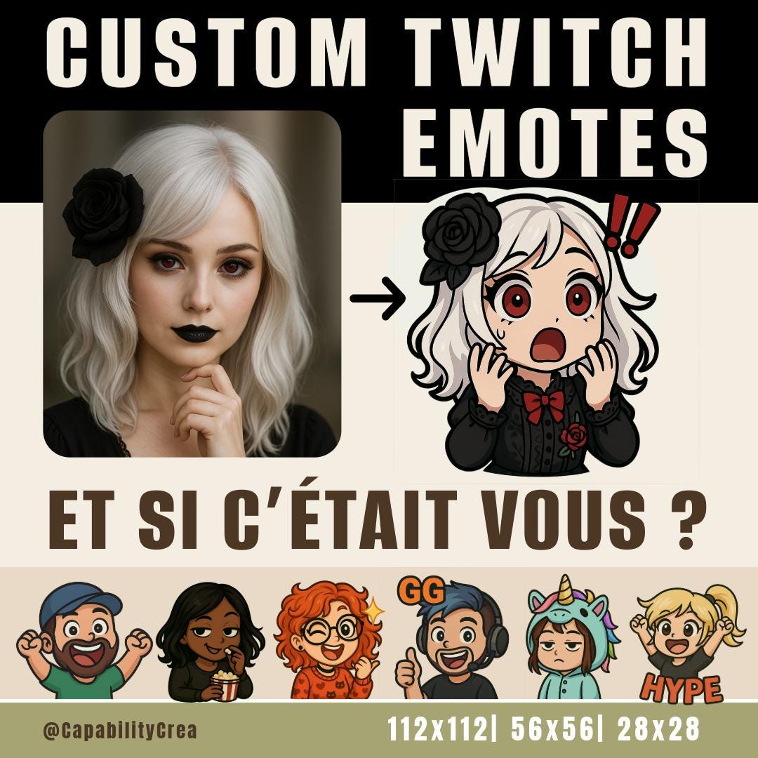 Set of 6 Custom Twitch Emotes | Pack of 6 Kawaii Drawings on Photo ...