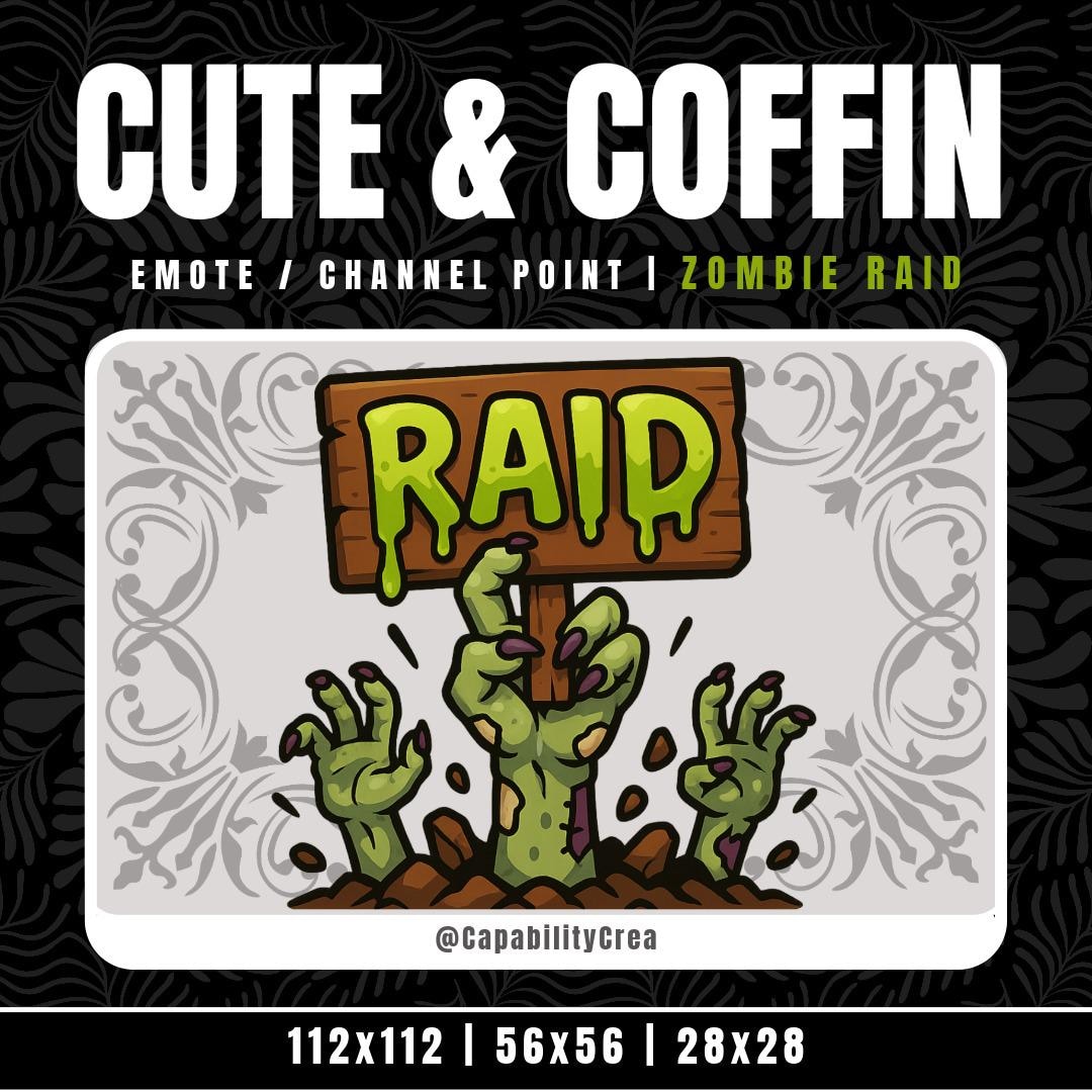 Zombie Raid Emote – Twitch Raid Emote Cute & Creepy | Halloween Twitch ...