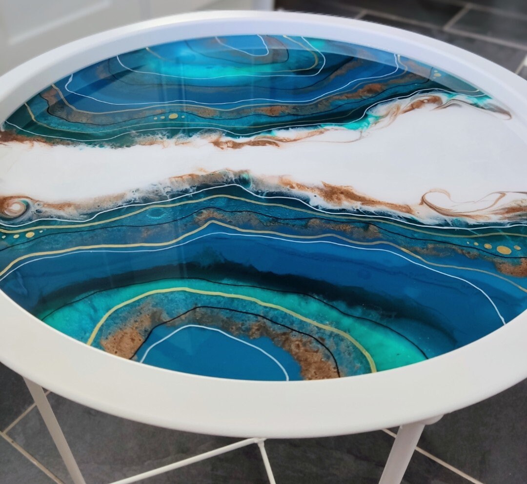 Geode Tray Table, Tray Table, Folding Table, Resin Table, Portable ...