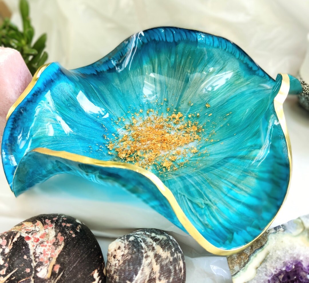 Fruit Bowl Resin Bowl Teal Bowl Decorative Bowl Handmade - Etsy