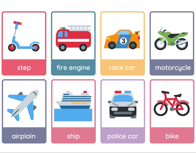 Car Flashcards - Etsy