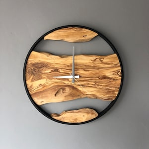 Made to Order Metal & Olive Wood Wall Clock , Big Wood and Metal Wall ...
