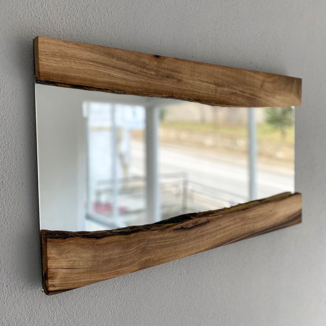 Made to Order, Live Edge Walnut Wood Wall Mirror | Irregular Mirror ...