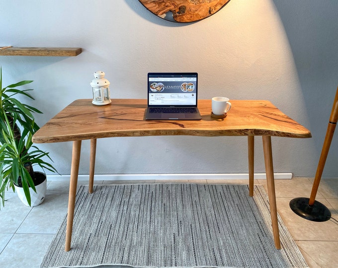 Oak Computer Desk - Solid Wood Desk, Office Desk, Computer Desk, Boho ...