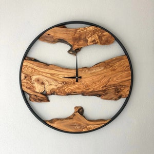 Made to Order Metal & Olive Wood Wall Clock , Big Wood and Metal Wall ...