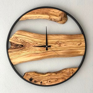 Made to Order Metal & Olive Wood Wall Clock , Big Wood and Metal Wall ...