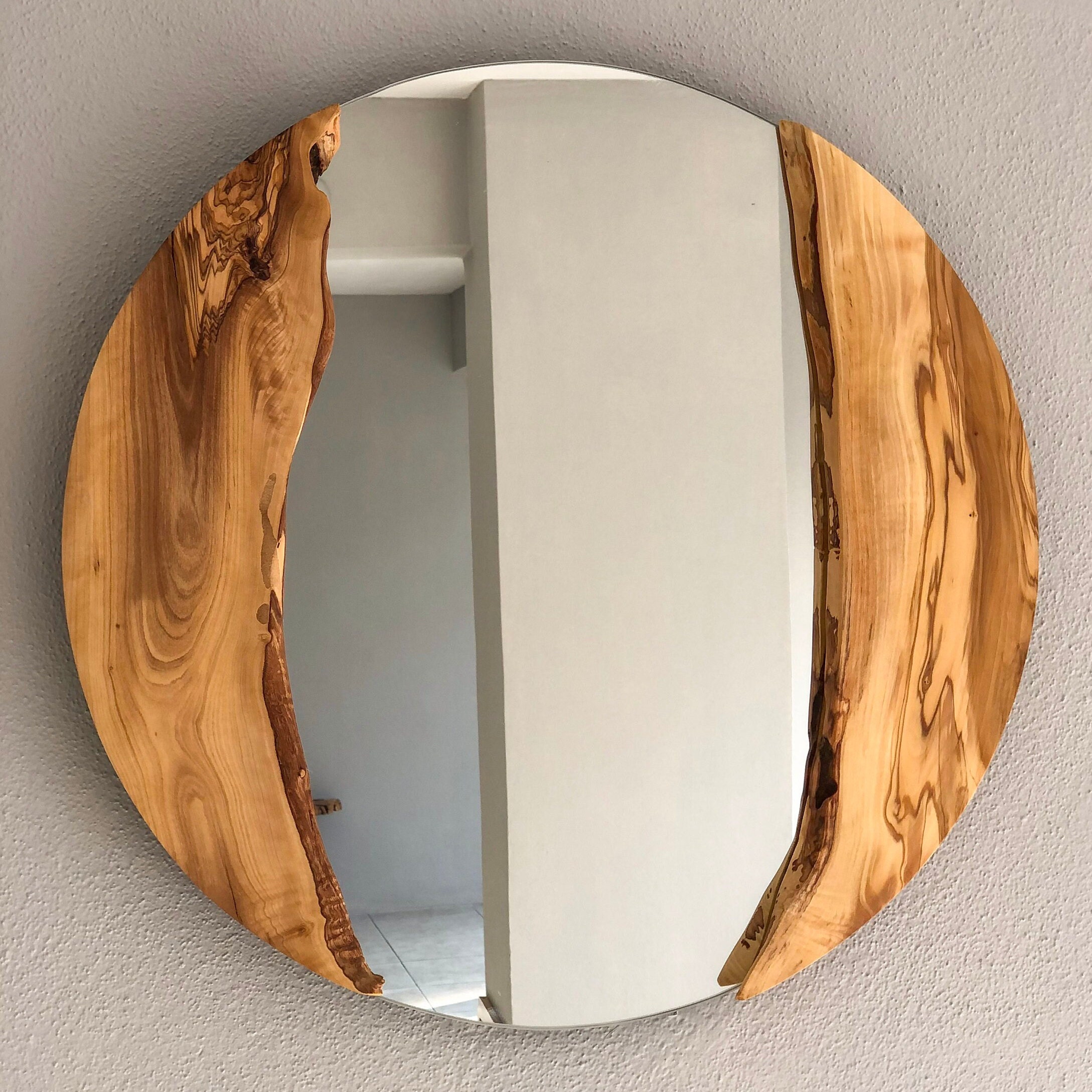 Made to Order Olive Wood Oval Mirror Live Edge Wood Wall - Etsy Ireland
