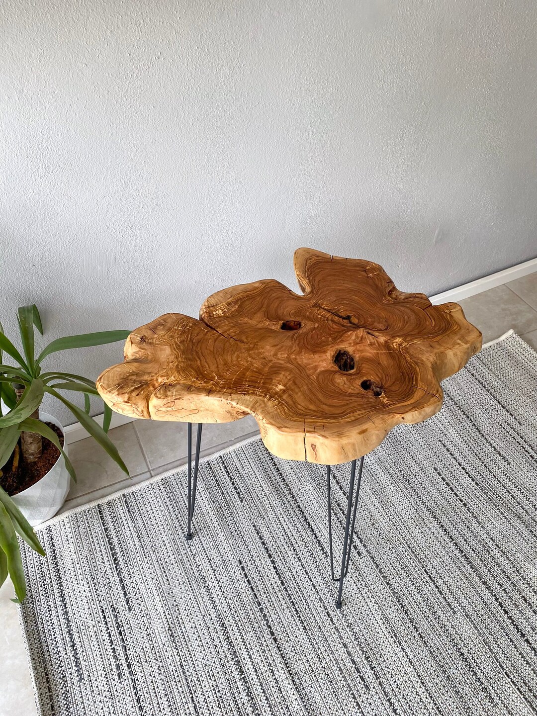 Olive Wood Live Edge Coffee Table, Unique Coffee Table, Reclaimed Wood ...