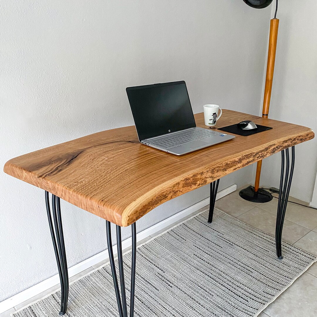 Oak Computer Desk - Solid Wood Desk, Office Desk, Computer Desk, Boho ...