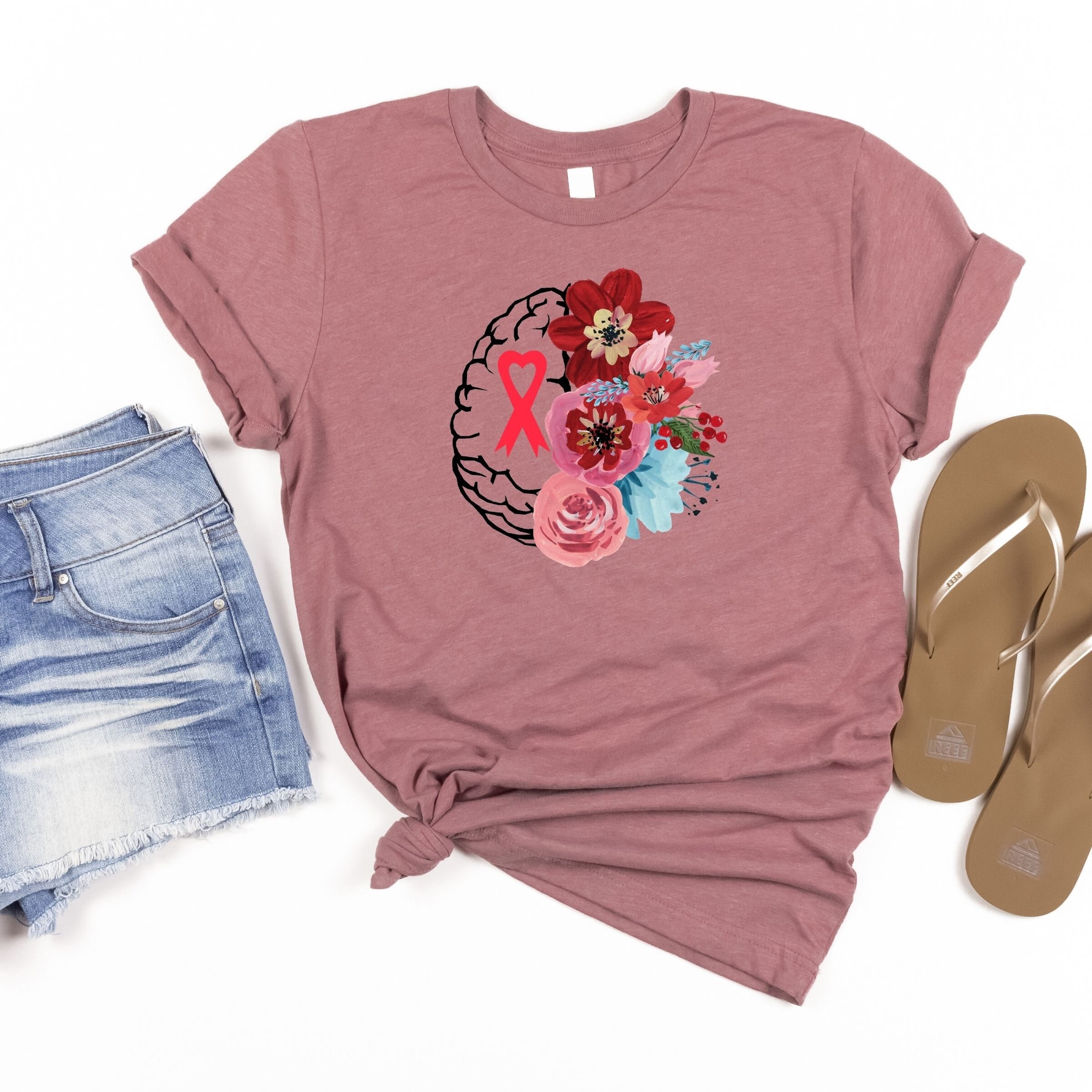 Stroke Survivor Flower Brain T-shirt, Stroke Awareness T-shirt, Stroke ...