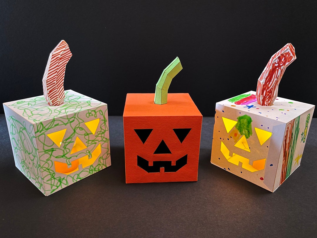 Papercraft Pumpkin Cube Jack-o-lantern Template - Etsy