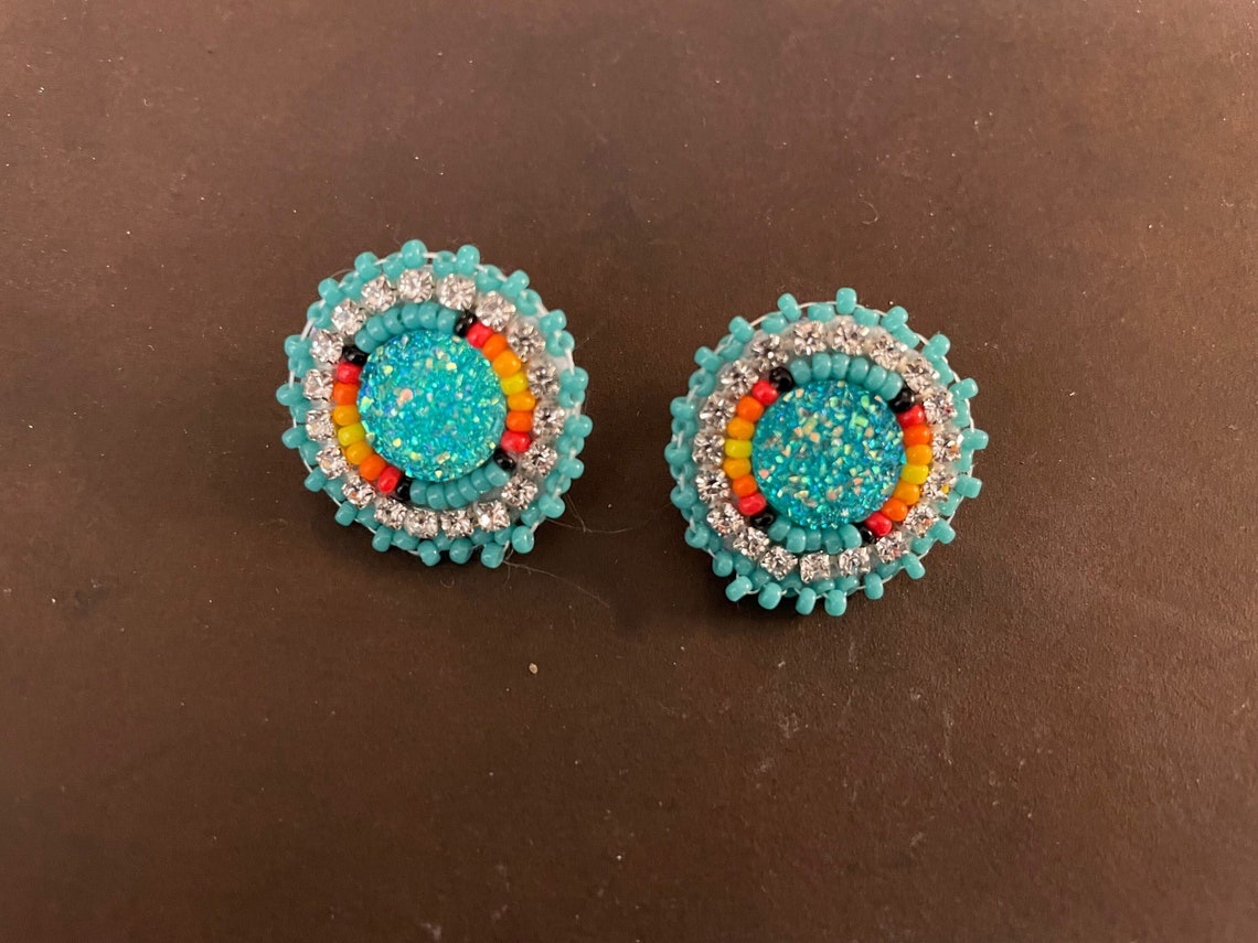 Indigenous Style Small Beaded Stud Earrings - Etsy Canada