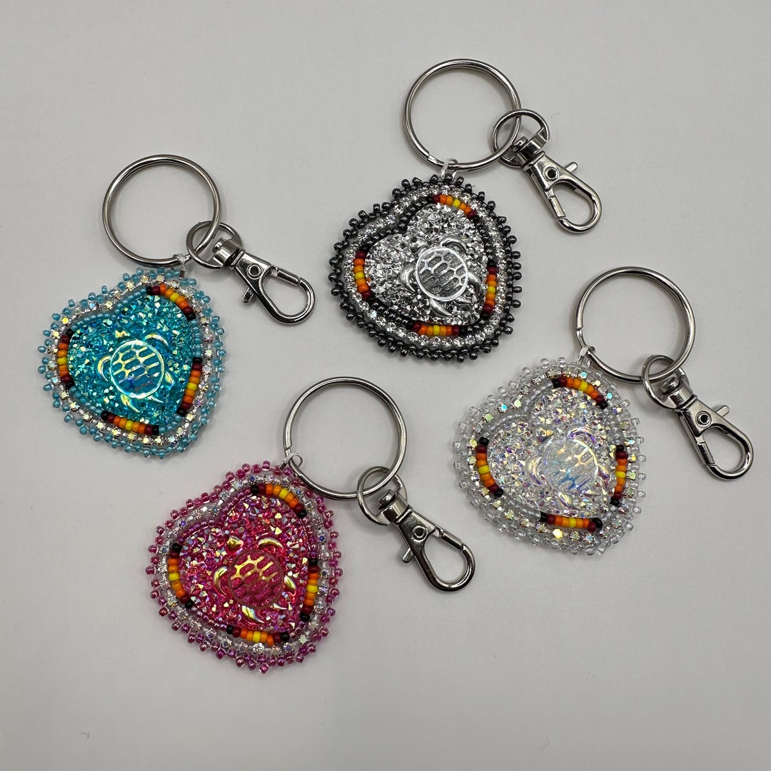 Indigenous Style Beaded Heart Keychains - Etsy